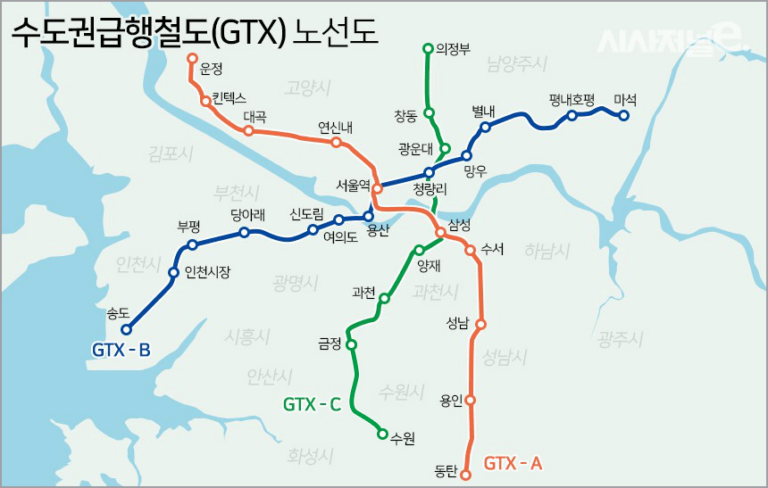 GTX B 노선도 착공시기 소요시간 및 요금 정리 - 머니스쿨